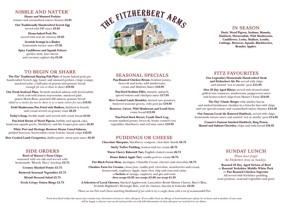 Main Menu | The Fitzherbert Arms