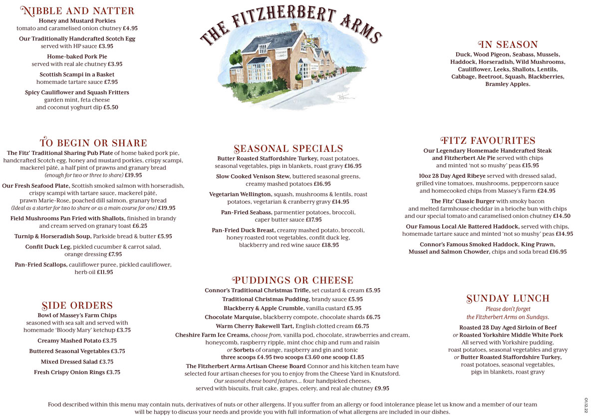 Main Menu | The Fitzherbert Arms