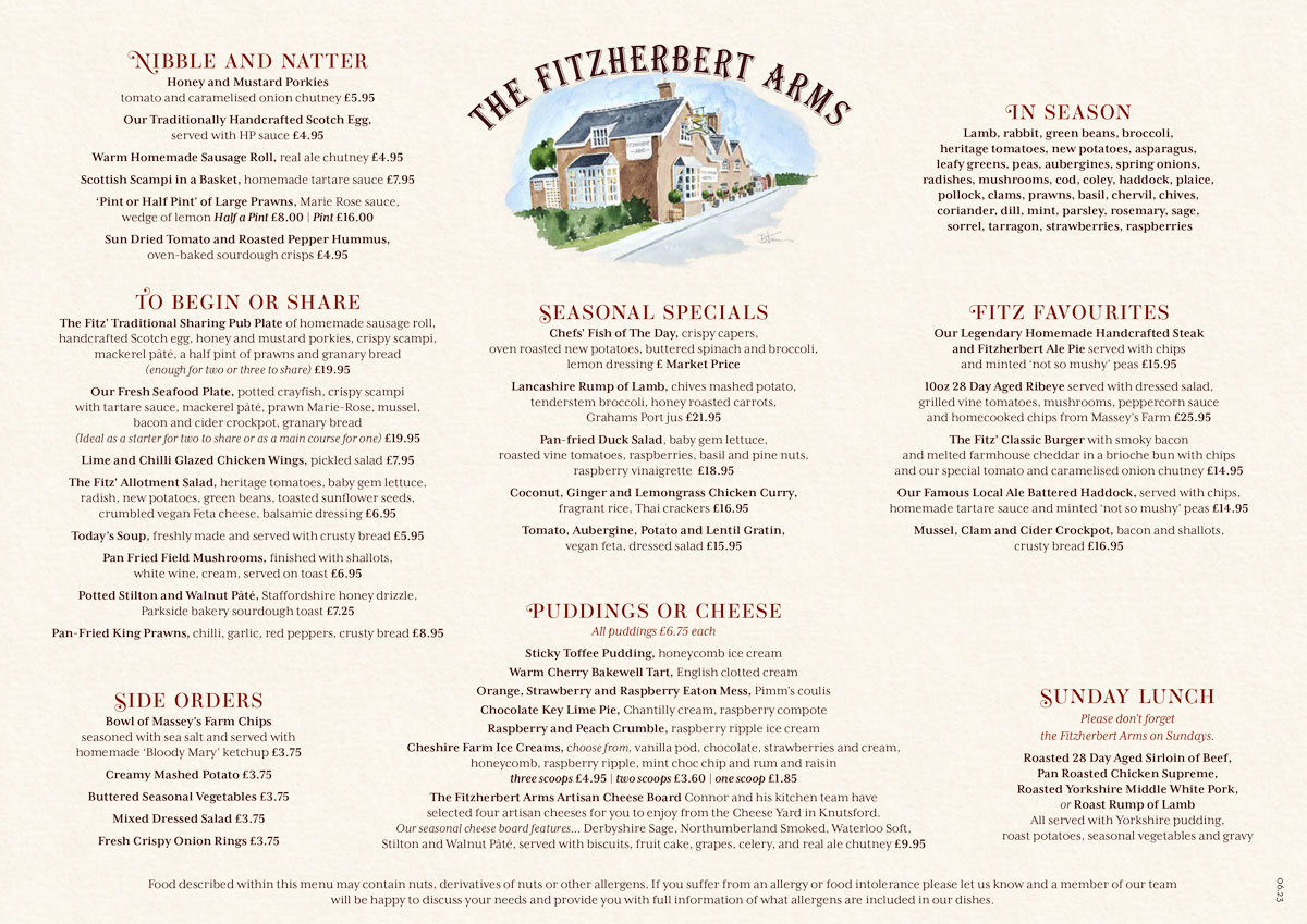 Main Menu | The Fitzherbert Arms