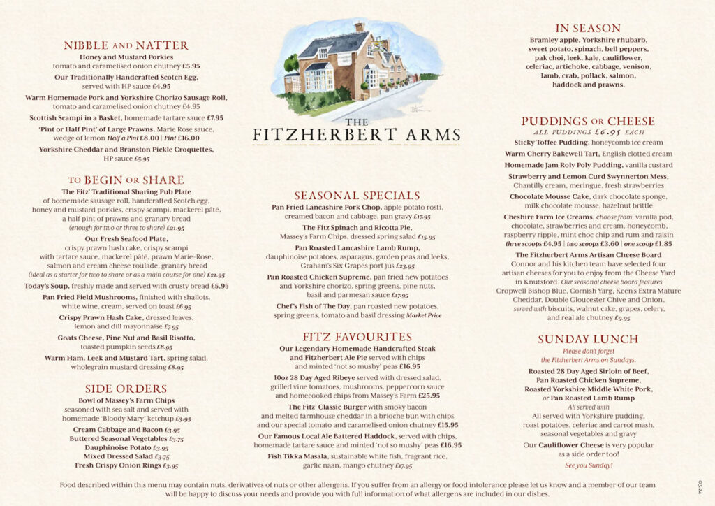 Main Menu | The Fitzherbert Arms