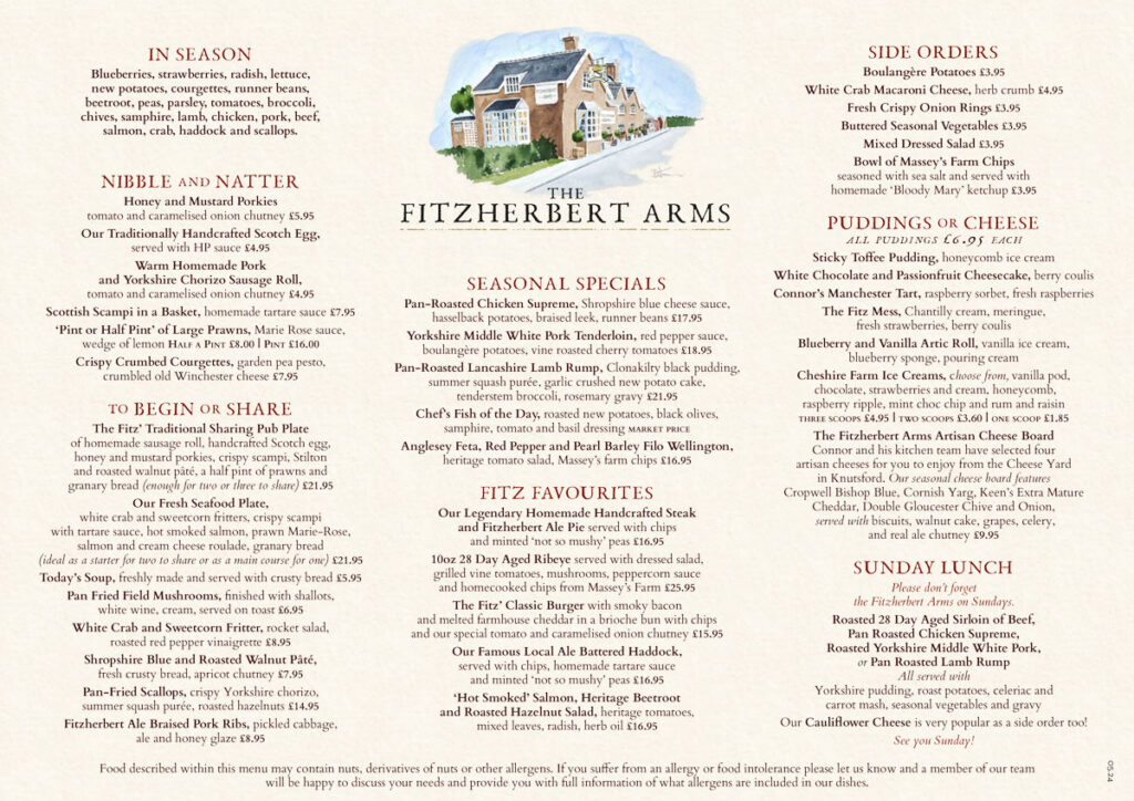 Main Menu | The Fitzherbert Arms