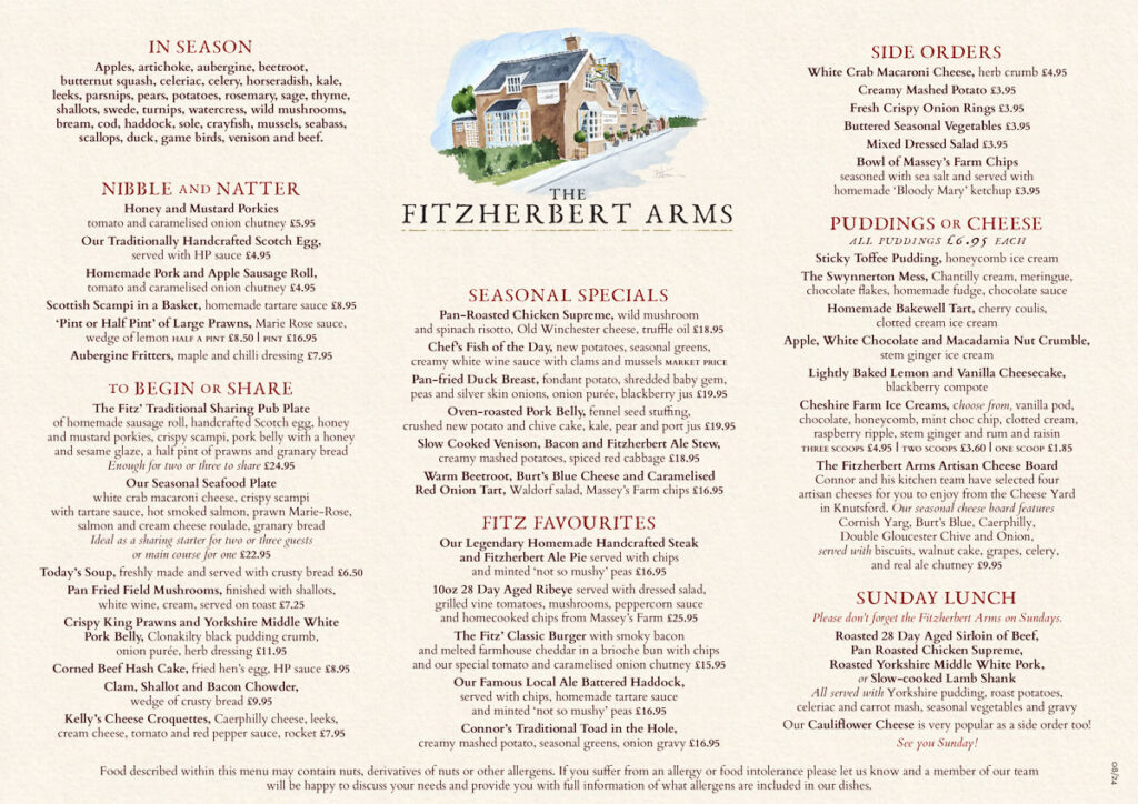 Main Menu | The Fitzherbert Arms